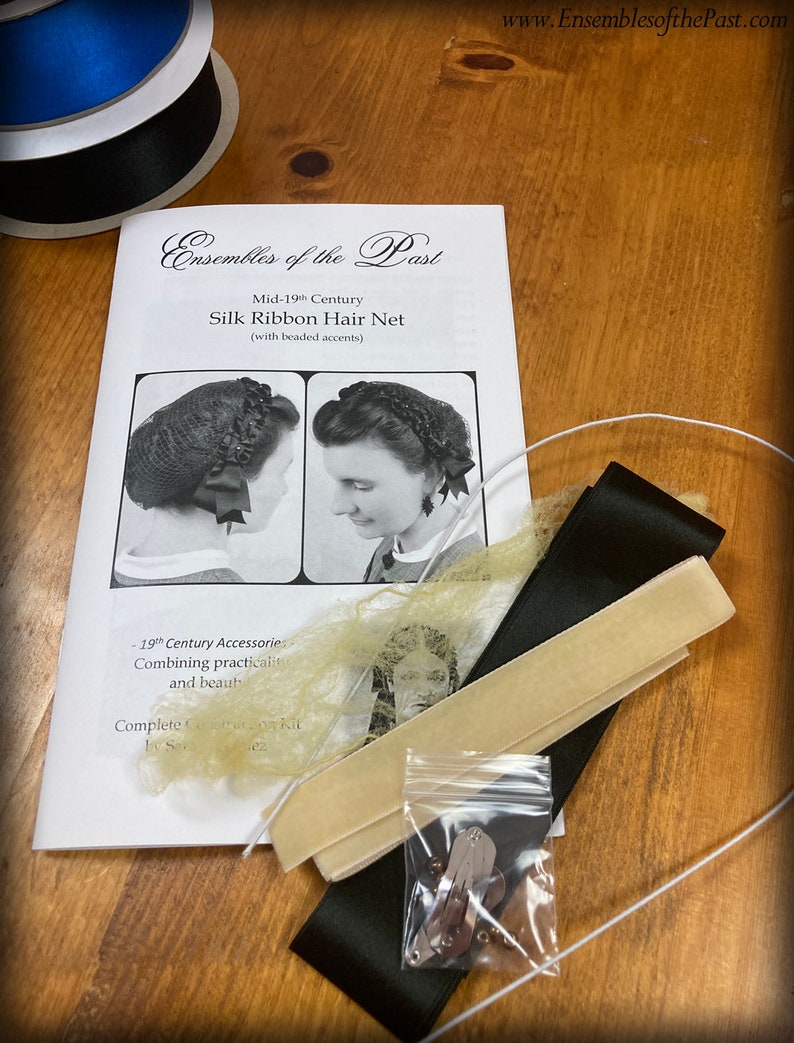 Mid-19th Century Silk Ribbon Hair Net Kit - All Materials and Complete ...