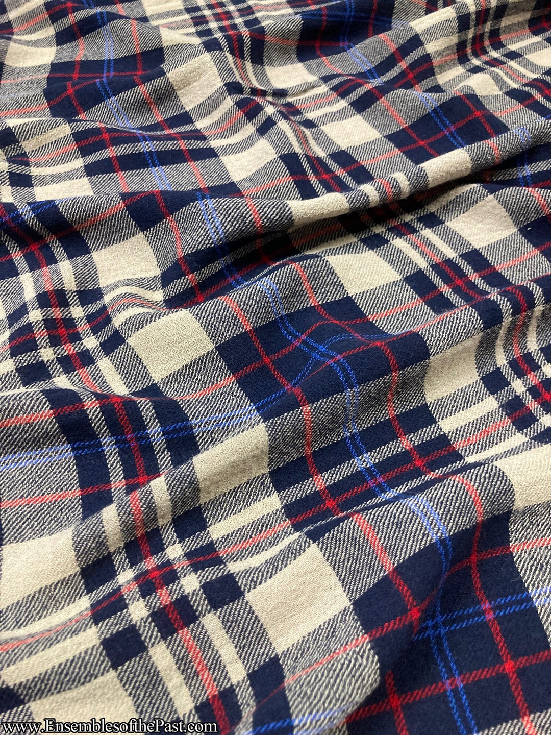 Brand NEW Wool Challis Lightweight Blue, Red, Beige, Black Cross Bar ...