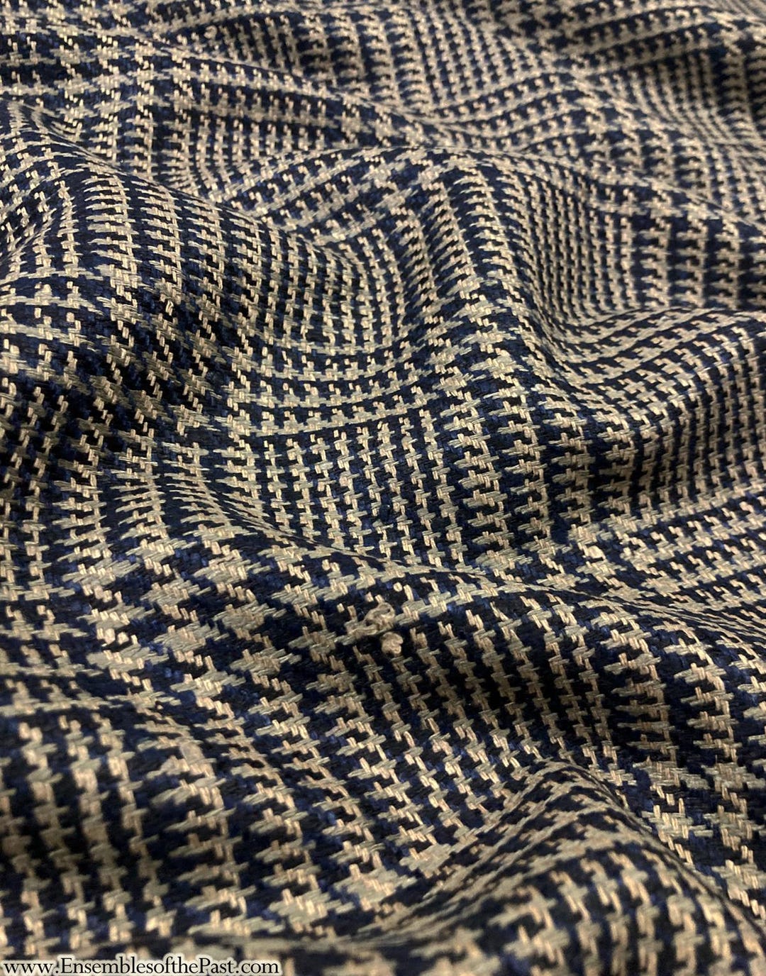 Brand NEW! Silk Suiting Fabric in Houndstooth Plaid - Black and Taupe ...