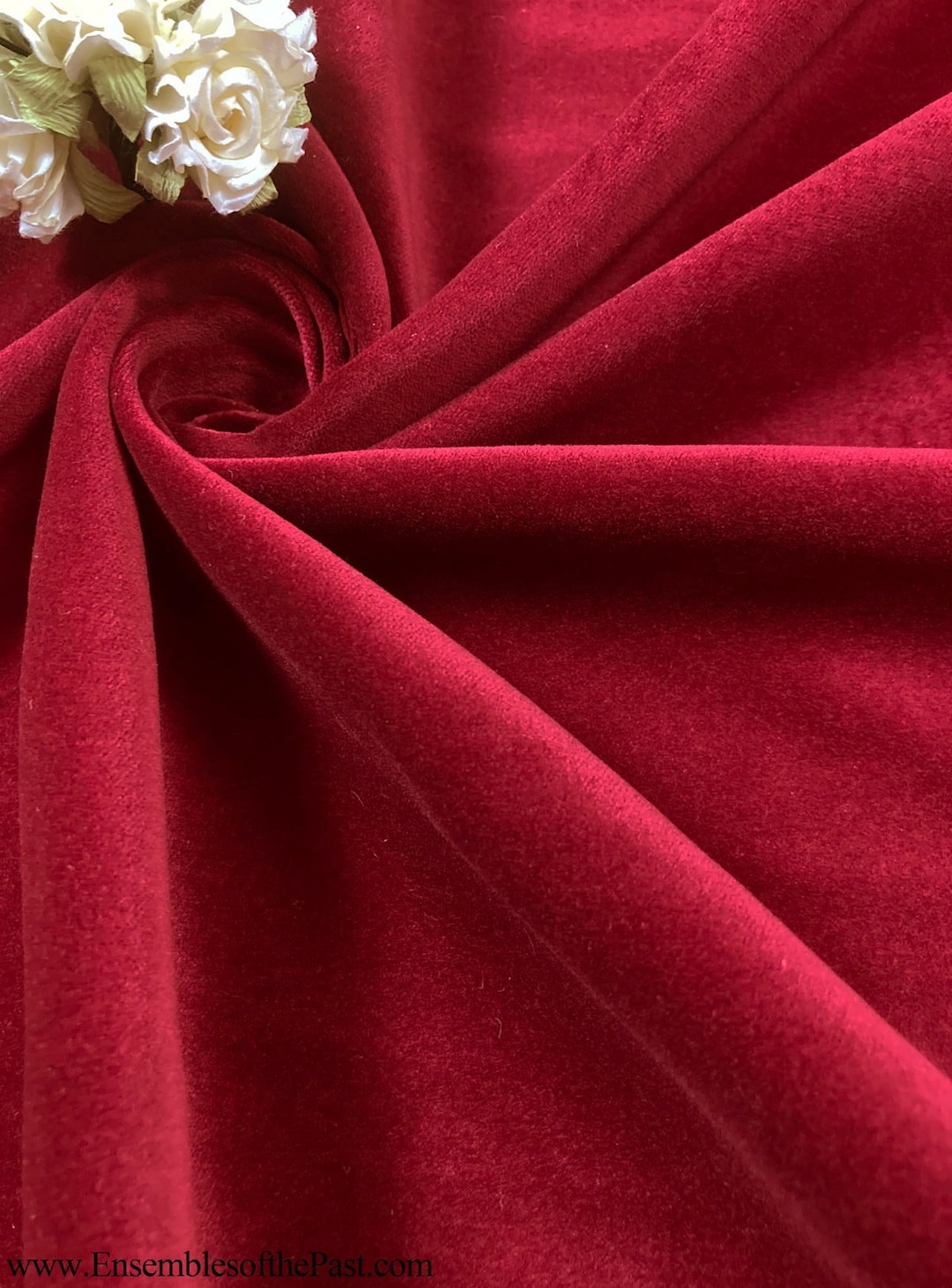 Cotton Velveteen - Solid Deep Red Cotton Velvet - Crimson Velveteen ...