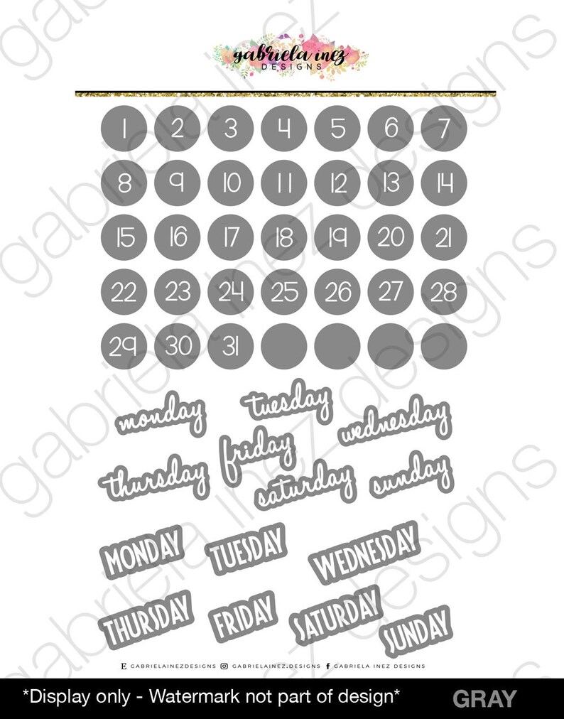 Circle Weekly Numbers & Days Planner Stickers Perfect for | Etsy