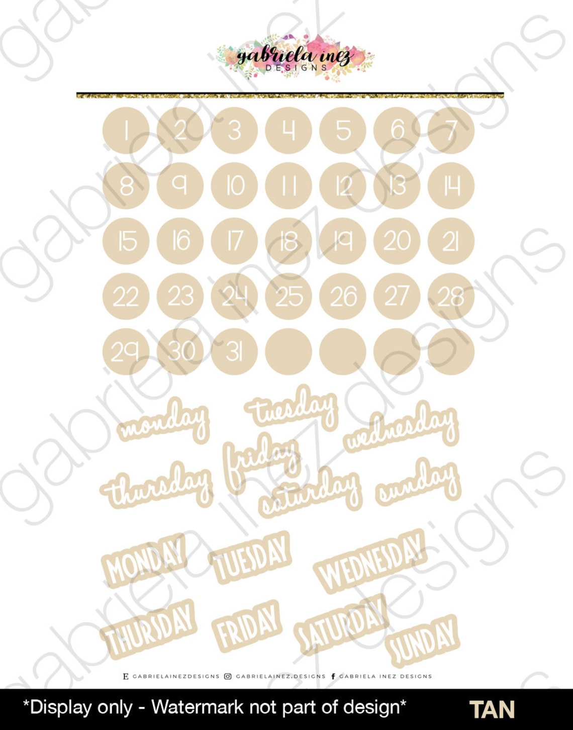 Circle Weekly Numbers & Days Planner Stickers - Perfect for Any ...