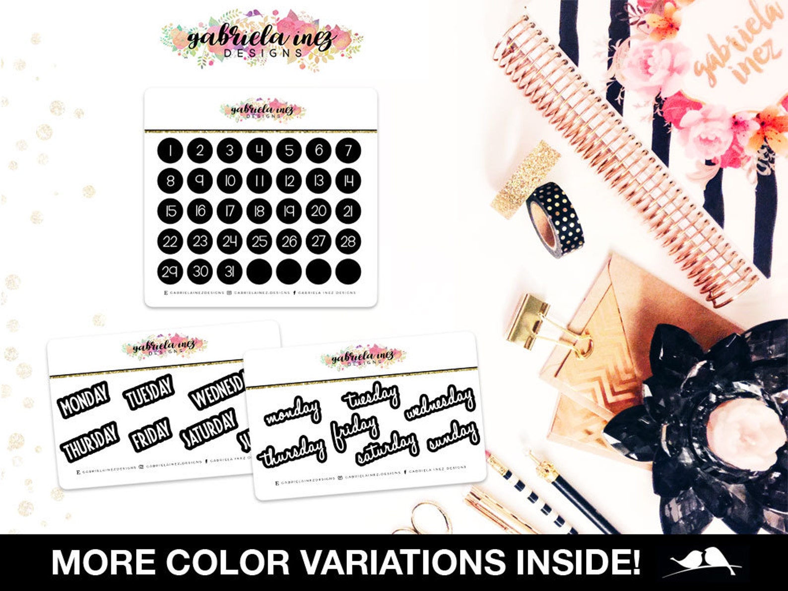 Circle Weekly Numbers & Days Planner Stickers - Perfect for Any ...