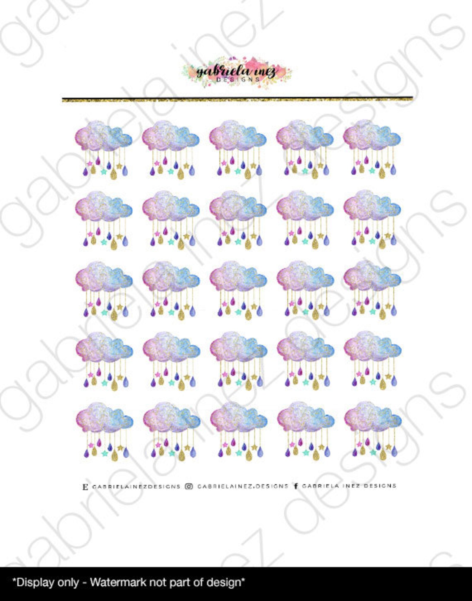 Watercolor Rainclouds & Raindrops Stickers Perfect for Any - Etsy