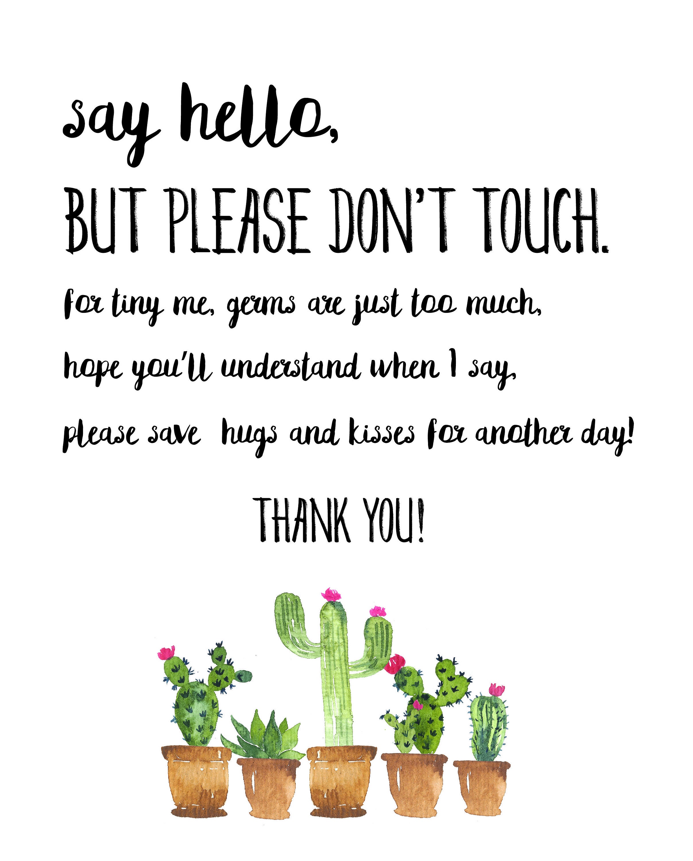 Please Don't Touch Baby Printable Sign With Cactus for Newborns and ...