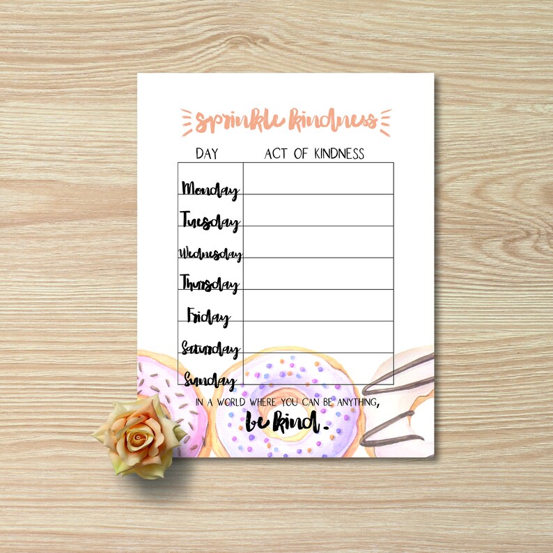 Kindness Tracker for Kids, Kindness Journal, Sprinkle Kindness ...