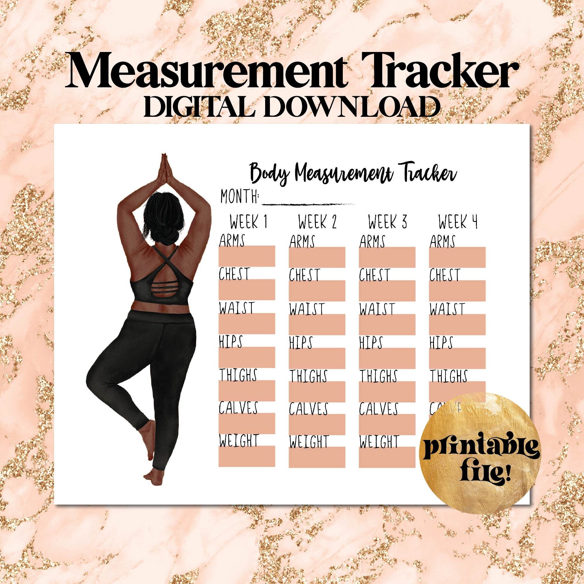 Printable Weight Loss Tracker, Weight Loss Chart, Body Measurement ...