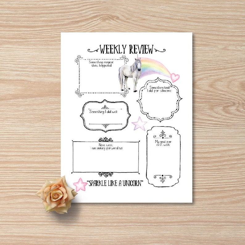 Kids Unicorn Weekly Planner, Kindness Tracker, Childrens Journal ...