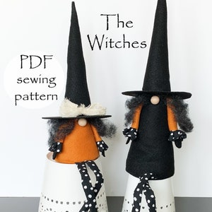THE WITCHES Gnome Pdf Sewing Pattern, 2-witch Pattern, Halloween Witch ...