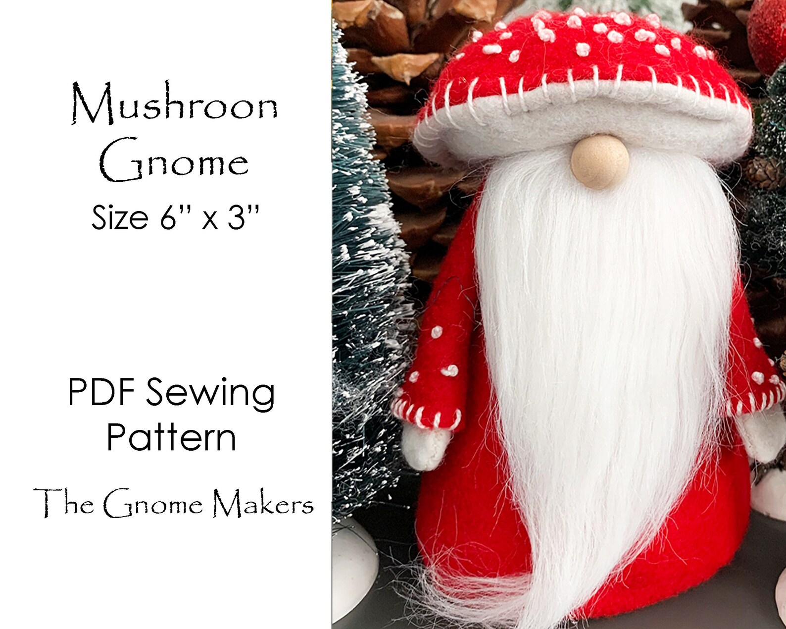 MUSHROOM Gnome Sewing Pattern Gnome Pattern Tutorial Cloth - Etsy