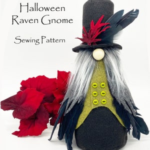 HALLOWEEN RAVEN Gnome Sewing Pattern, Halloween Gifts, Raven Pattern ...