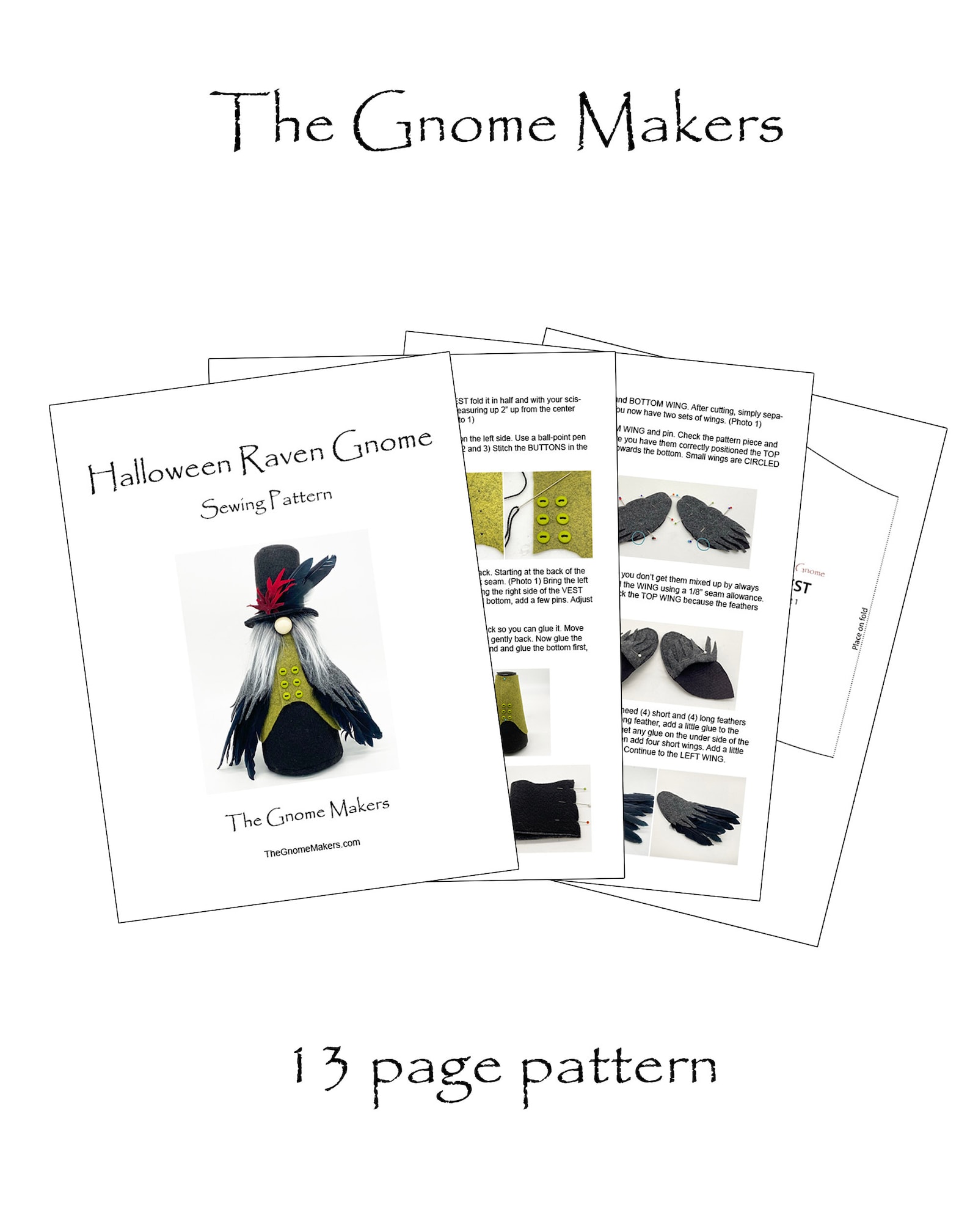 HALLOWEEN RAVEN Gnome Sewing Pattern Holiday Sewing Patterns - Etsy