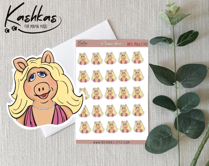Miss Piggy Muppet Inspired Pin up Sticker, Pin Up, Muppets, Miss Piggy ...