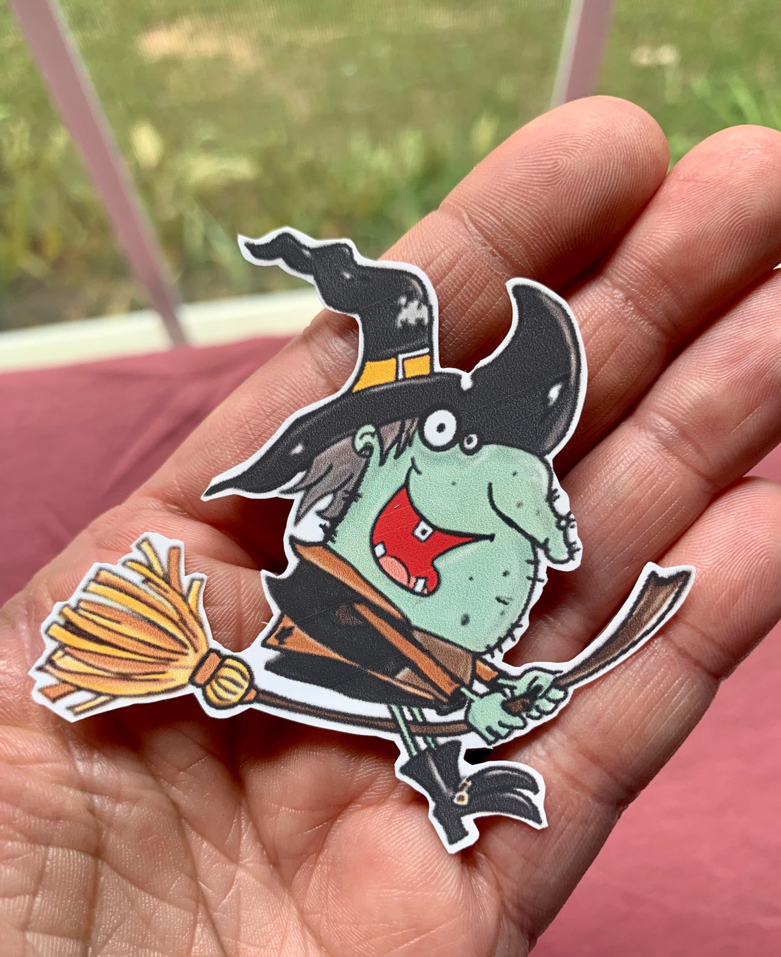 Witch stickercartoon witch vinyl stickerHalloween - Etsy.de