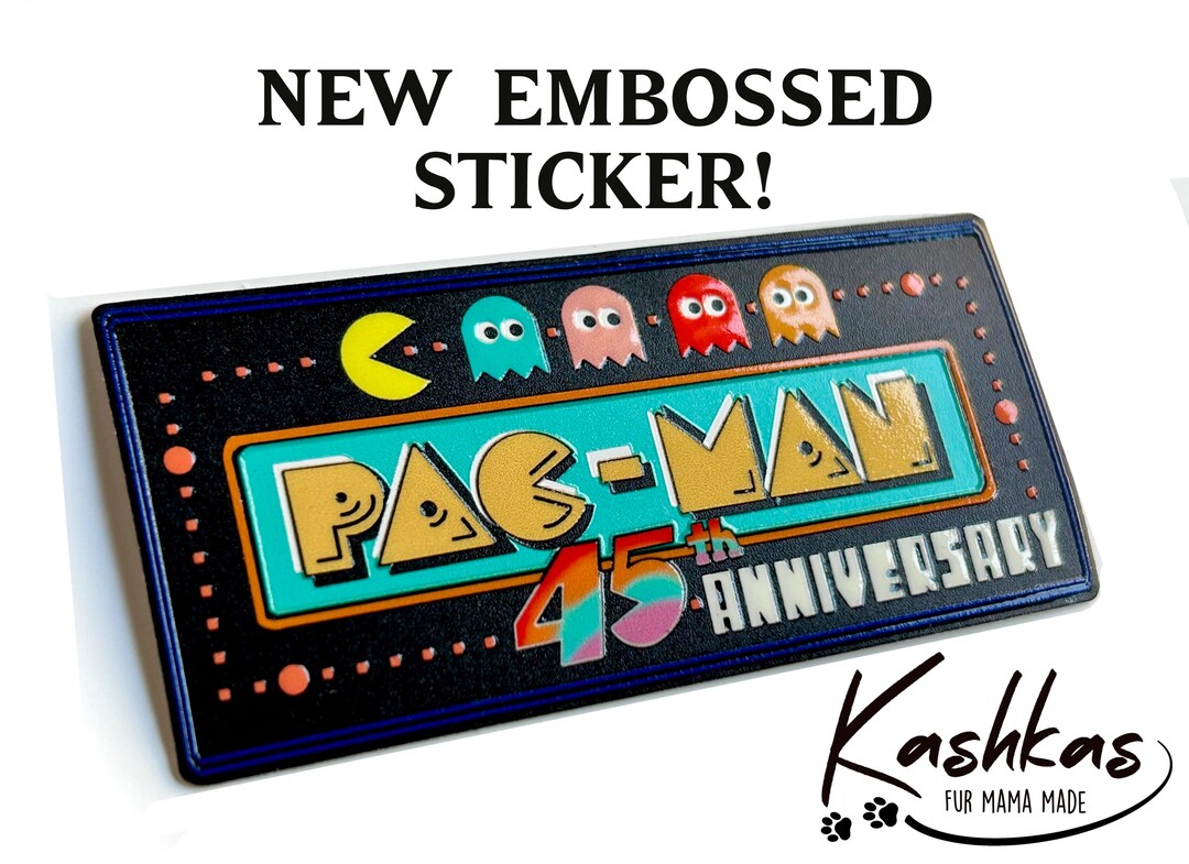 Pac-man 45th Anniversary Sticker: Embossed Retro Arcade Decal - Etsy