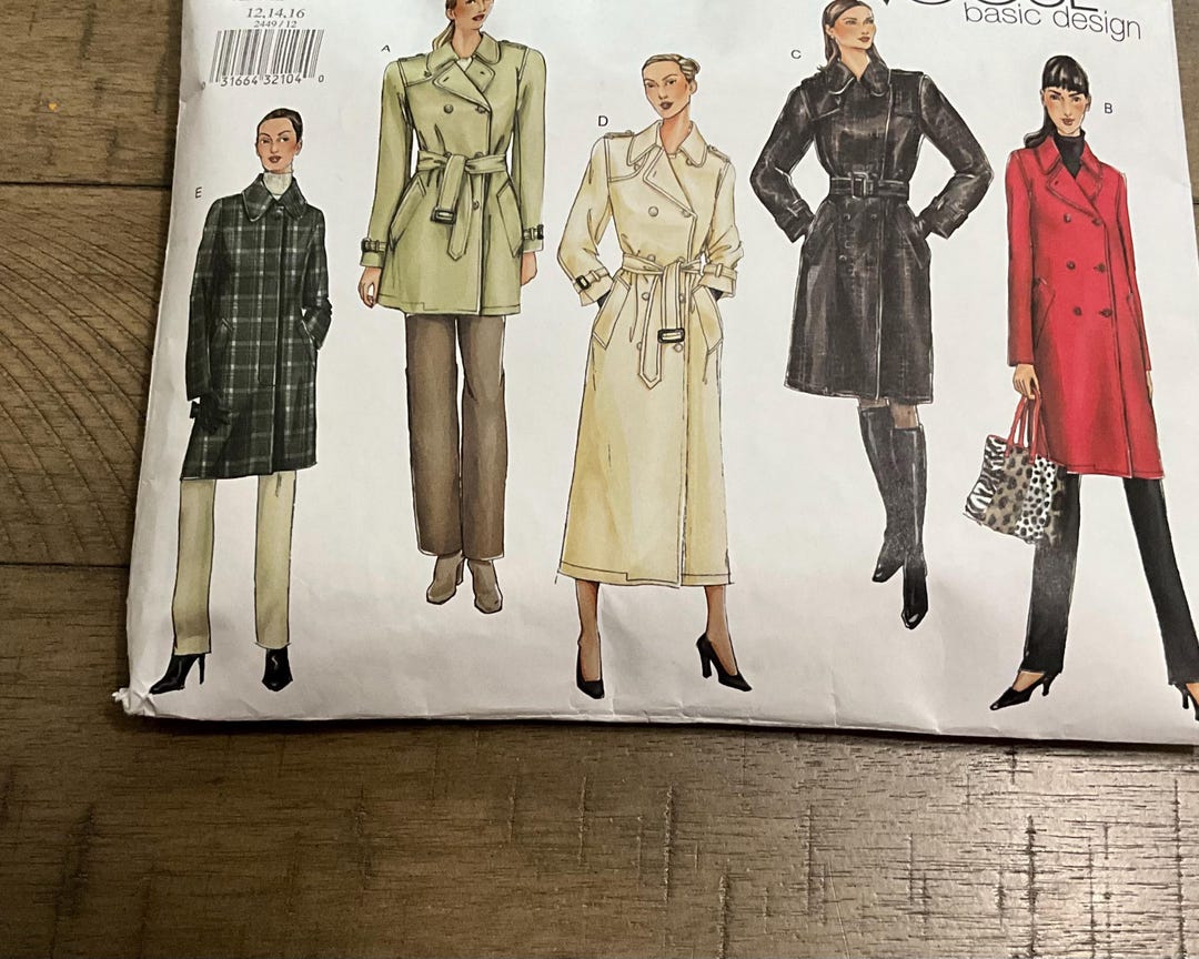 Vogue Sewing Pattern 2449 Women Petite Trench Coat Very Loose Fitting ...