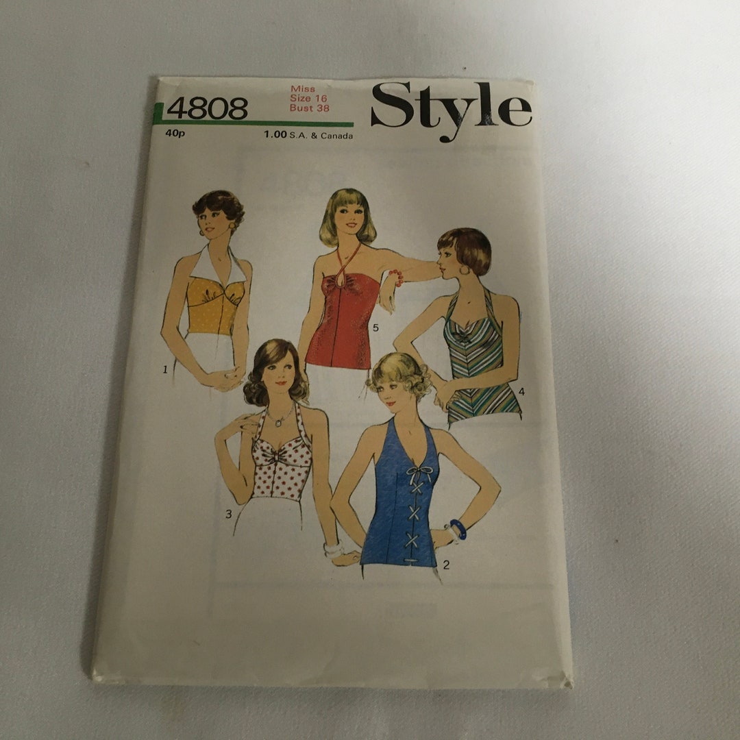 Style 4679 Sewing Pattern Set Halter Tops Panelled Front Button ...