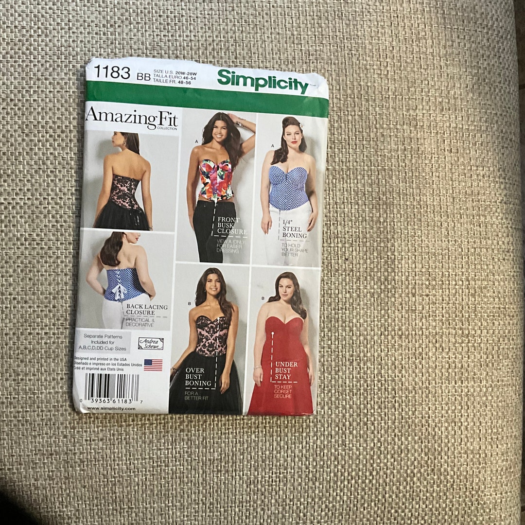 Simplicity 1283 Sewing Pattern Corsets A B C D DD Cup Gothic Steel ...
