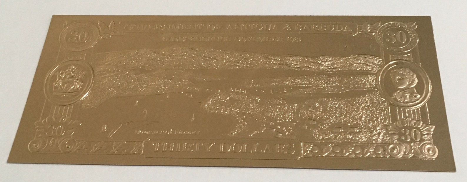 Gold Bank Notes of Antigua and Barbuda 23 K Gold 30 Dollars - Etsy