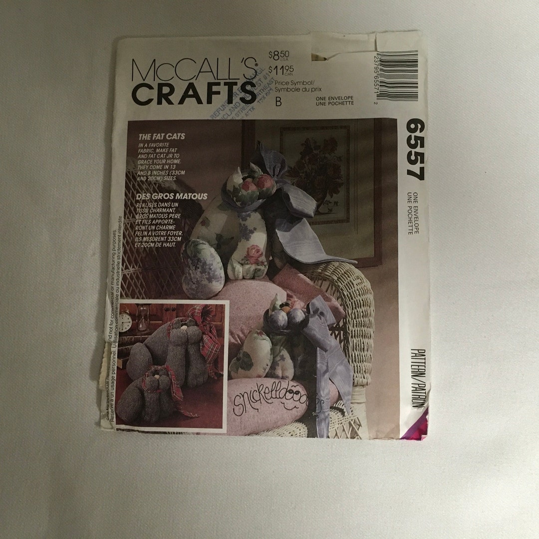 Mccall’s Crafts 6557 Sewing Pattern the Fat Cats 13” 8 “ Stuffed Cats ...