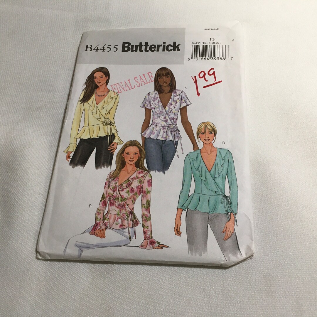 Butterick B4455 Sewing Pattern Misses Top Shirt Blouse Flower Long ...