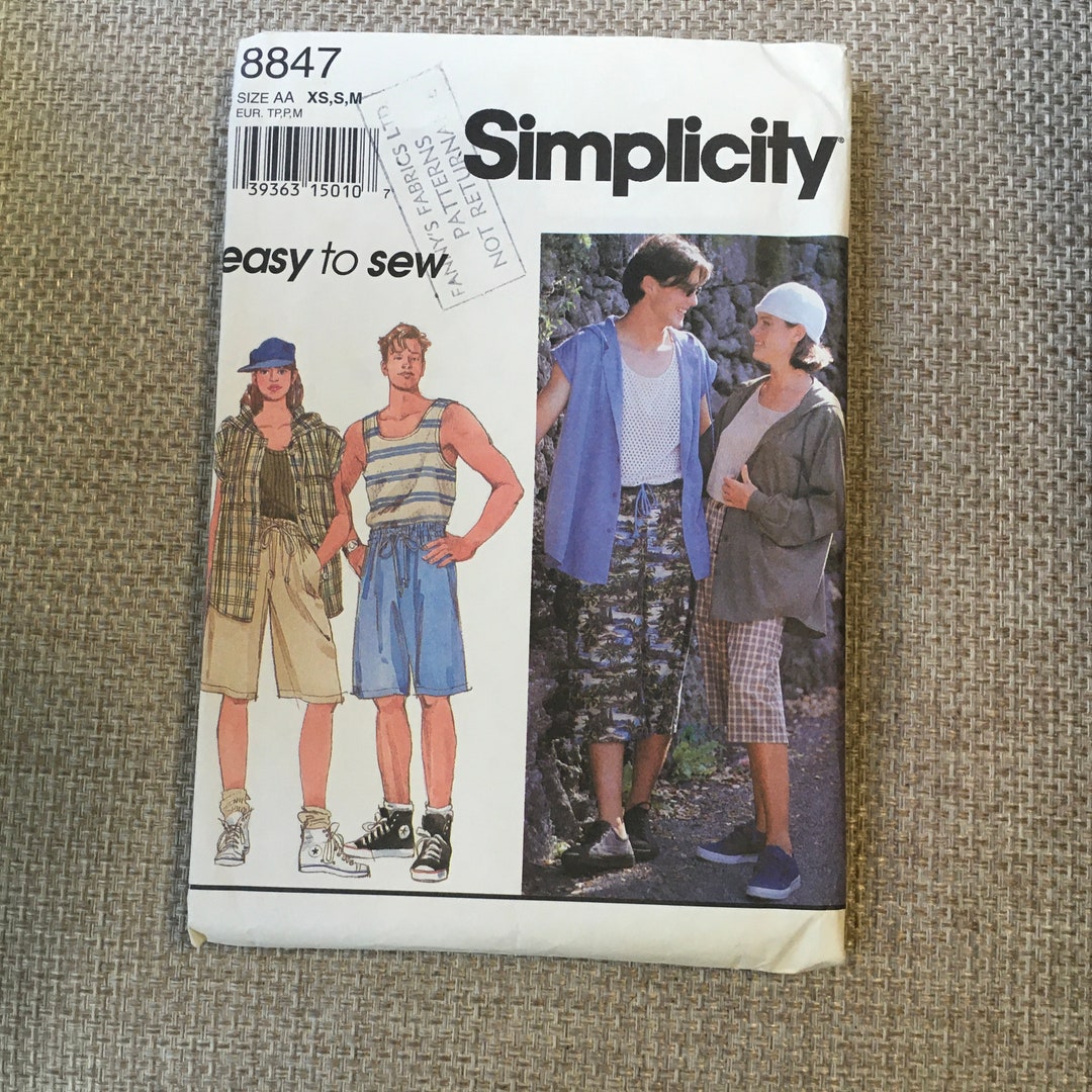 Simplicity 8847 Sewing Pattern Misses Men’s Teen Boy’s Shorts Tank Top ...