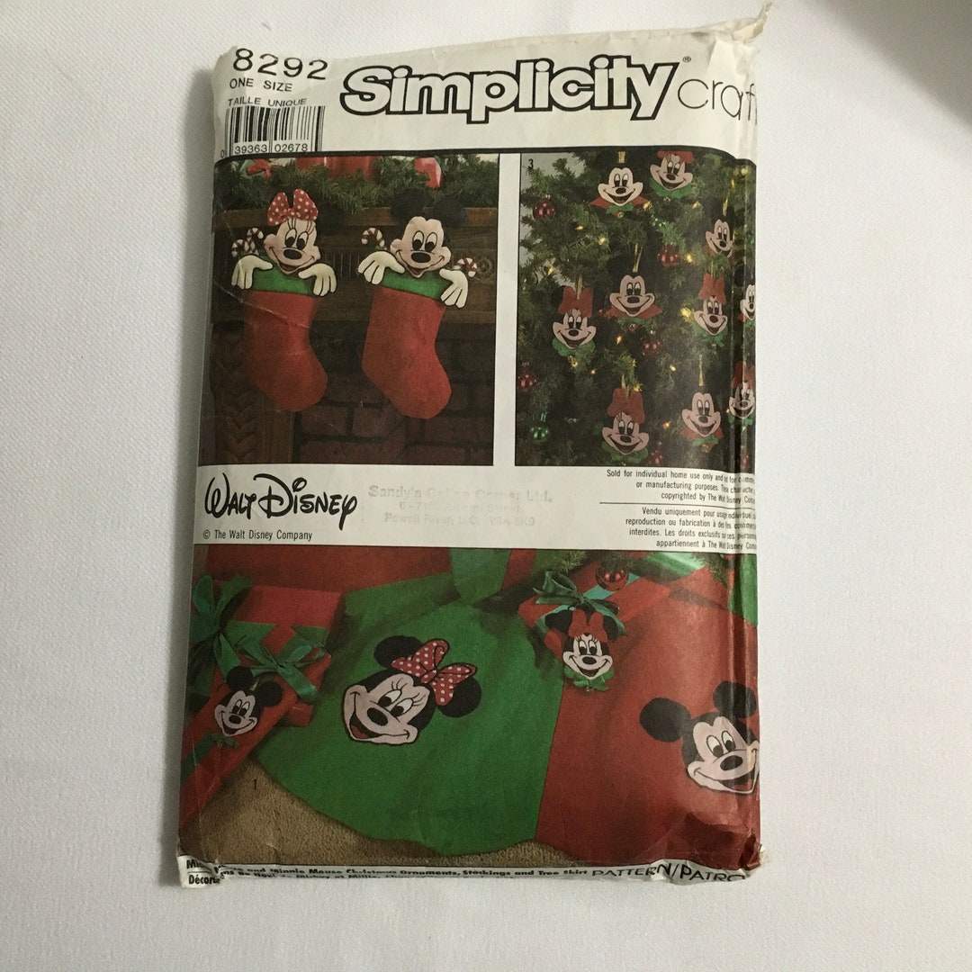 Simplicity 8292 Sewing Pattern 1987 Mickey & Minnie Mouse Ornaments ...