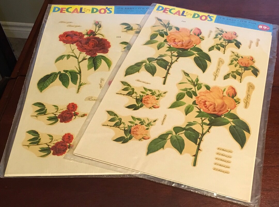 Decalcomania Canada Decal Red or Yellow Roses Rosa Gallica or Rosa ...