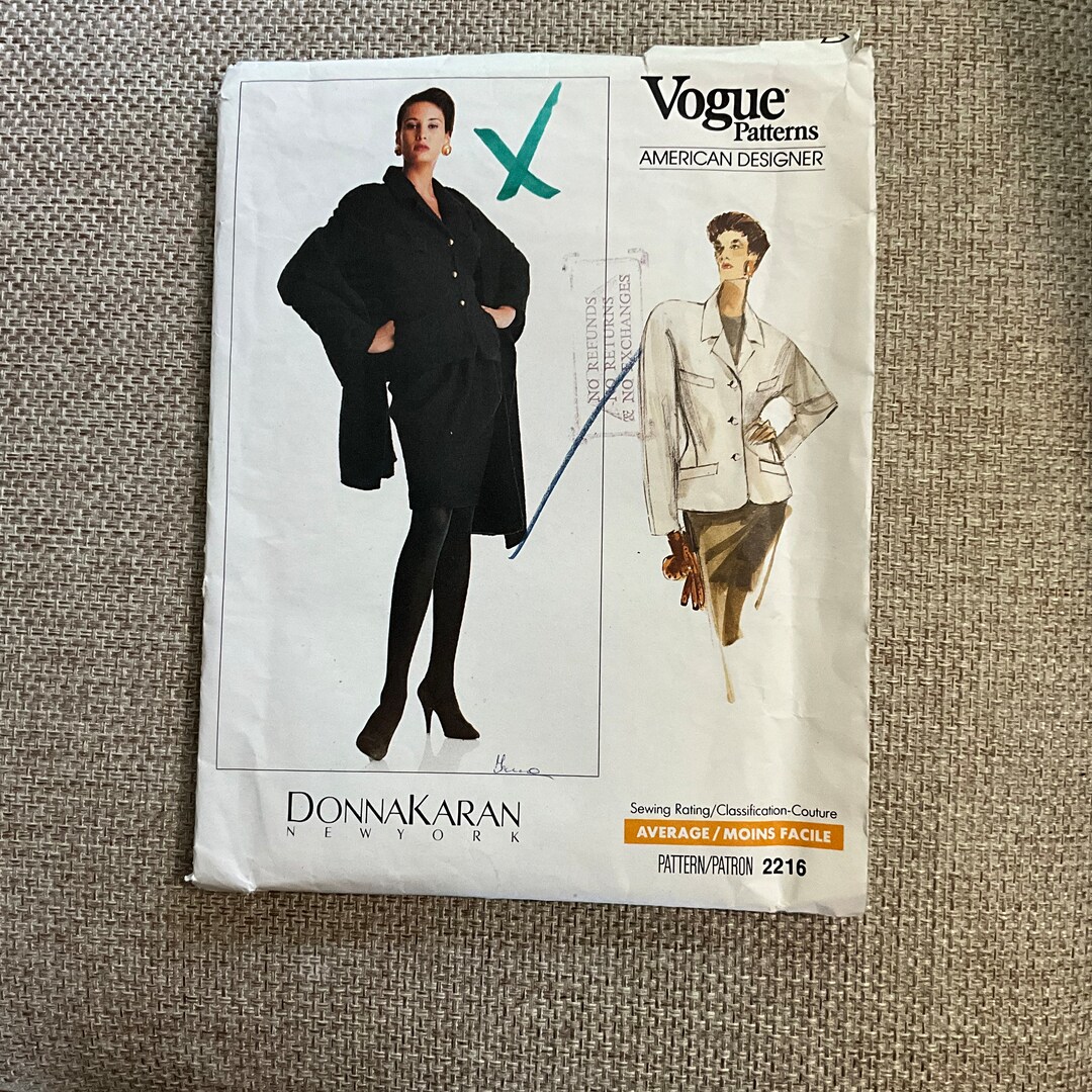 Vogue 2216 Sewing Pattern Donna Karan Misses Jacket & Shawl Loose ...