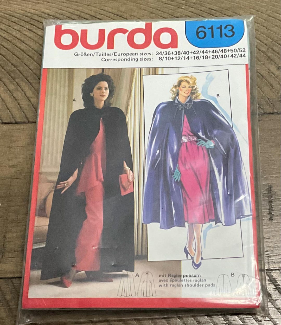 Burda Cape Cloak Swing Coat Flared Cape Sewing Pattern Raglan Shoulder ...
