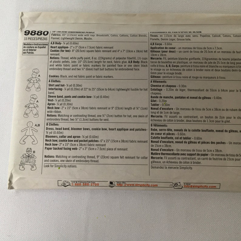 Simplicity Crafts 9880 Sewing Pattern Gingerbread People Soft | Etsy