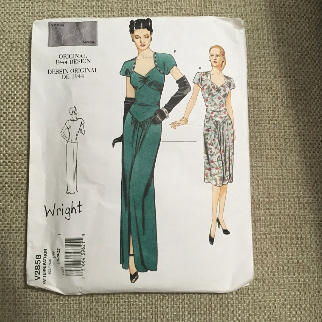 Vogue Dress Sewing Pattern V2858 2858 Original 1944 Design Sweetheart ...