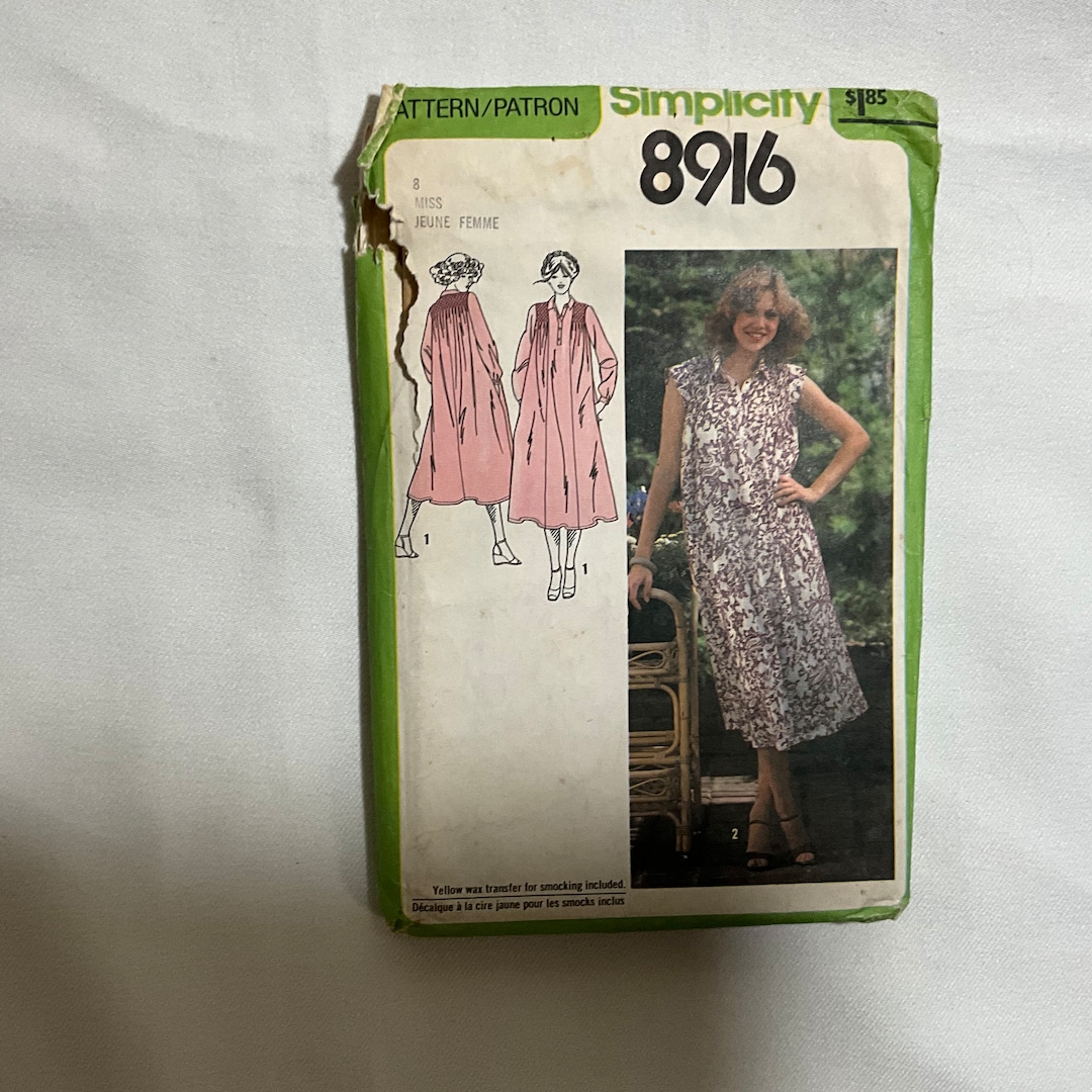 Simplicity 8916 Sewing Pattern Misses Pullover Dress Smocked Dress ...