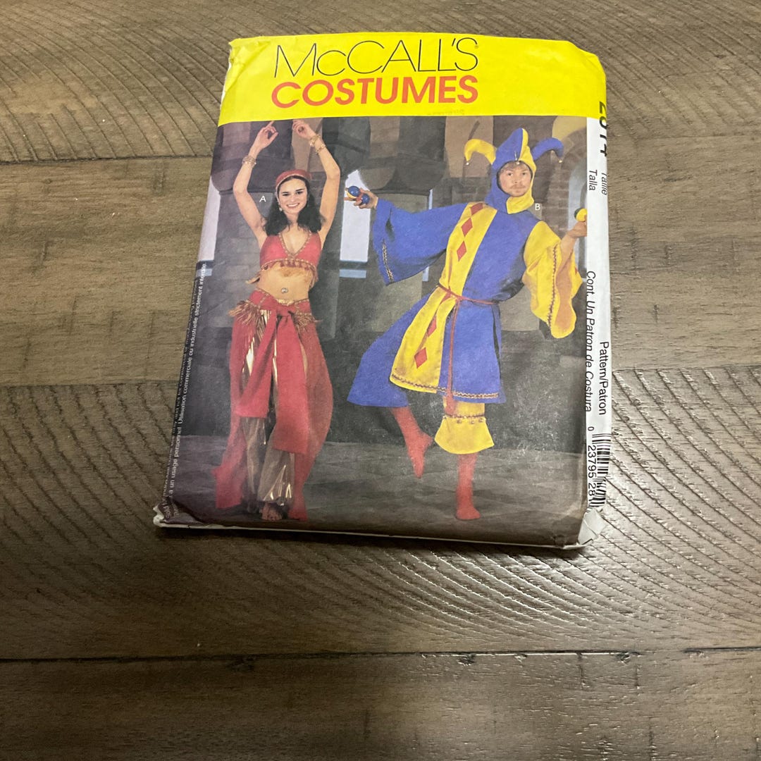 Mccall’s Costumes 2814 Misses Men’s Teen Boy’ Jester Bellydancer ...
