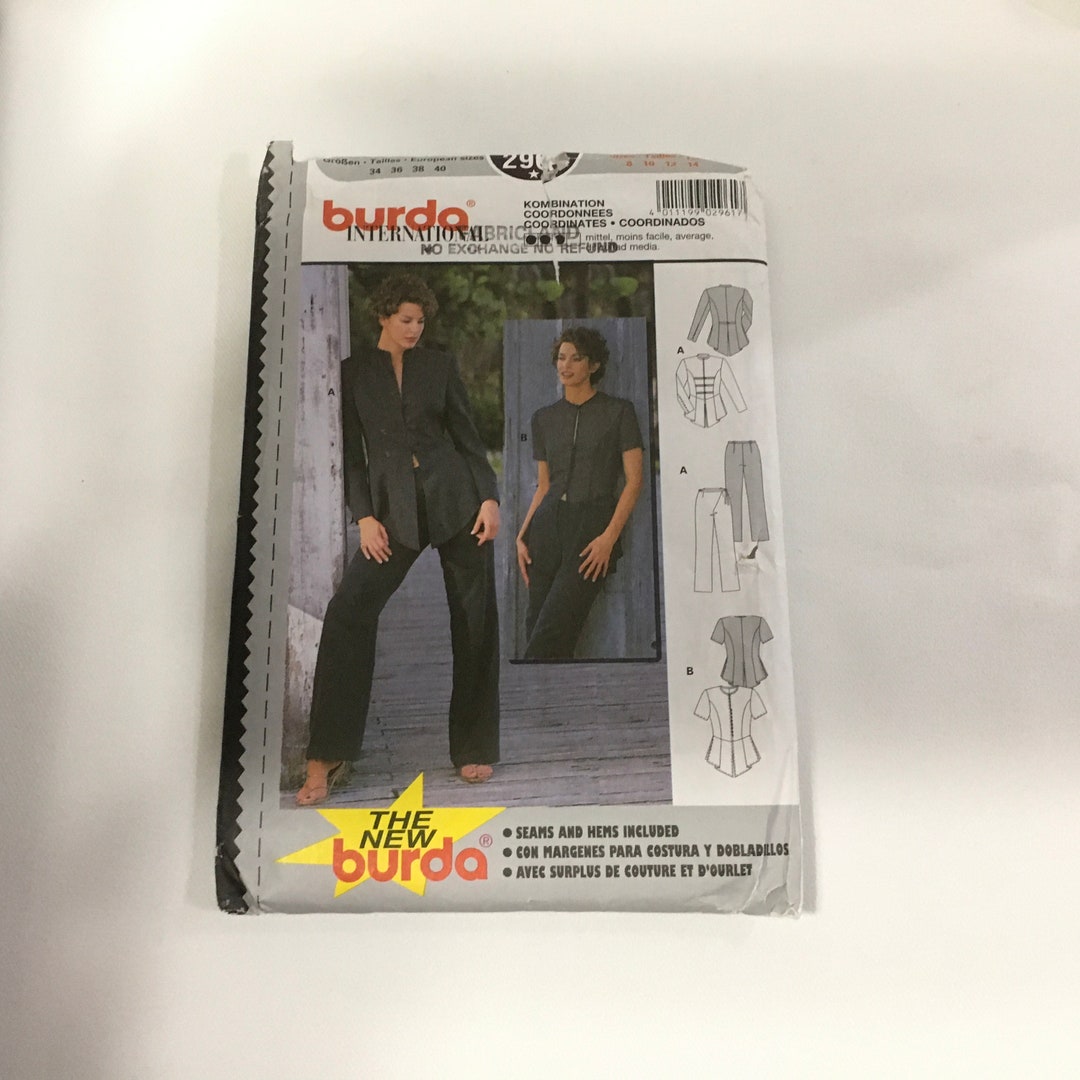 Burda 2961 Sewing Pattern Pants Peplum Jacket Peplum Blouse Close ...