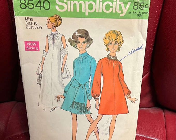1970s Simplicity 6672 Misses Grecian Goddess Dress Pattern Designer ...