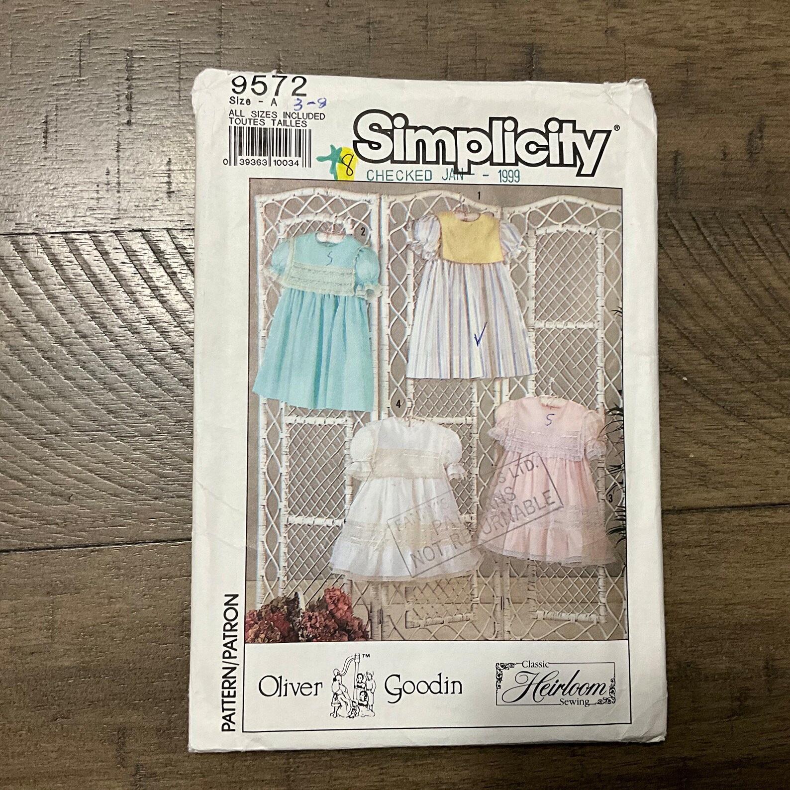 Simplicity 9572 or 9579 Sewing Pattern Childs Girl Dress Oliver Goodin ...