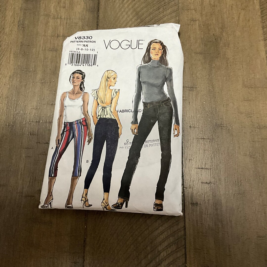 Vogue V8330 Sewing Pattern Misses Pants Denim Jeans Close Fitting Low ...