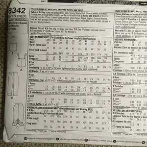 Simplicity 8342 Sewing Pattern Misses Knit Tops Cropped Pants Skirt ...