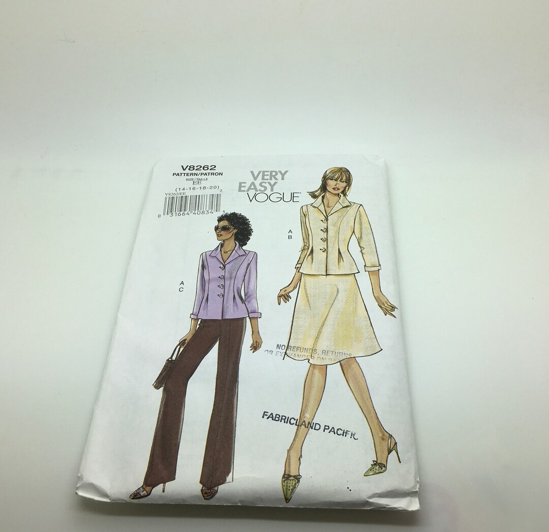 Vogue Sewing Pattern V8262 8262 Misses Petite Jacket Skirt Pants Suit ...