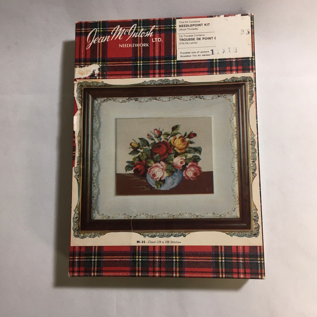 Jean Mcintosh Needlepoint Kit Bowl of Roses No M-35 Flowers Floral Vase ...