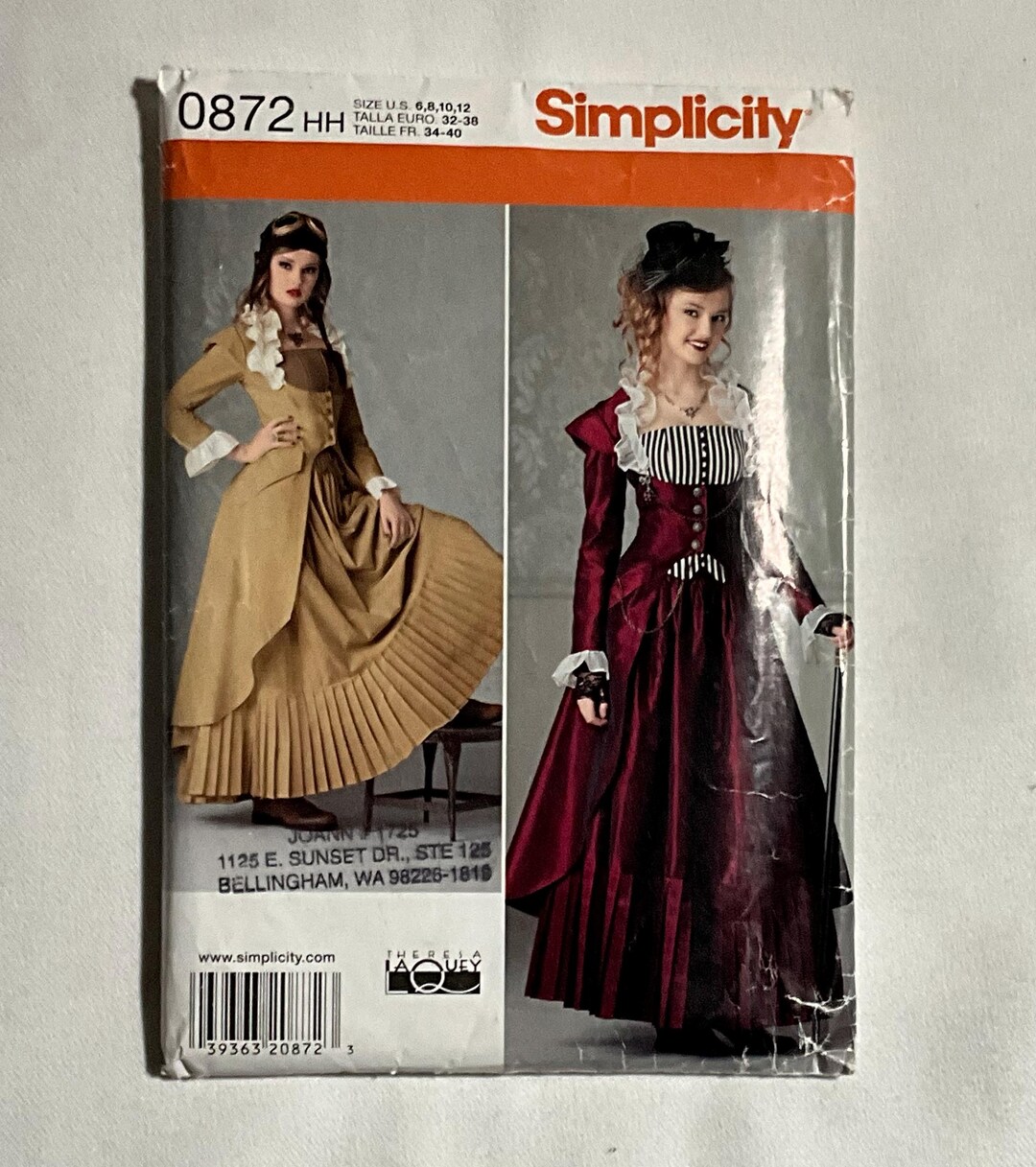 Simplicity 0872 2172 Sewing Pattern Misses Costume Steampunk Victorian ...