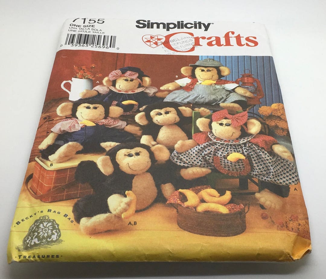 Simplicity Sewing Pattern 7155 Stuffed Monkeys and Clothes Chimp ...