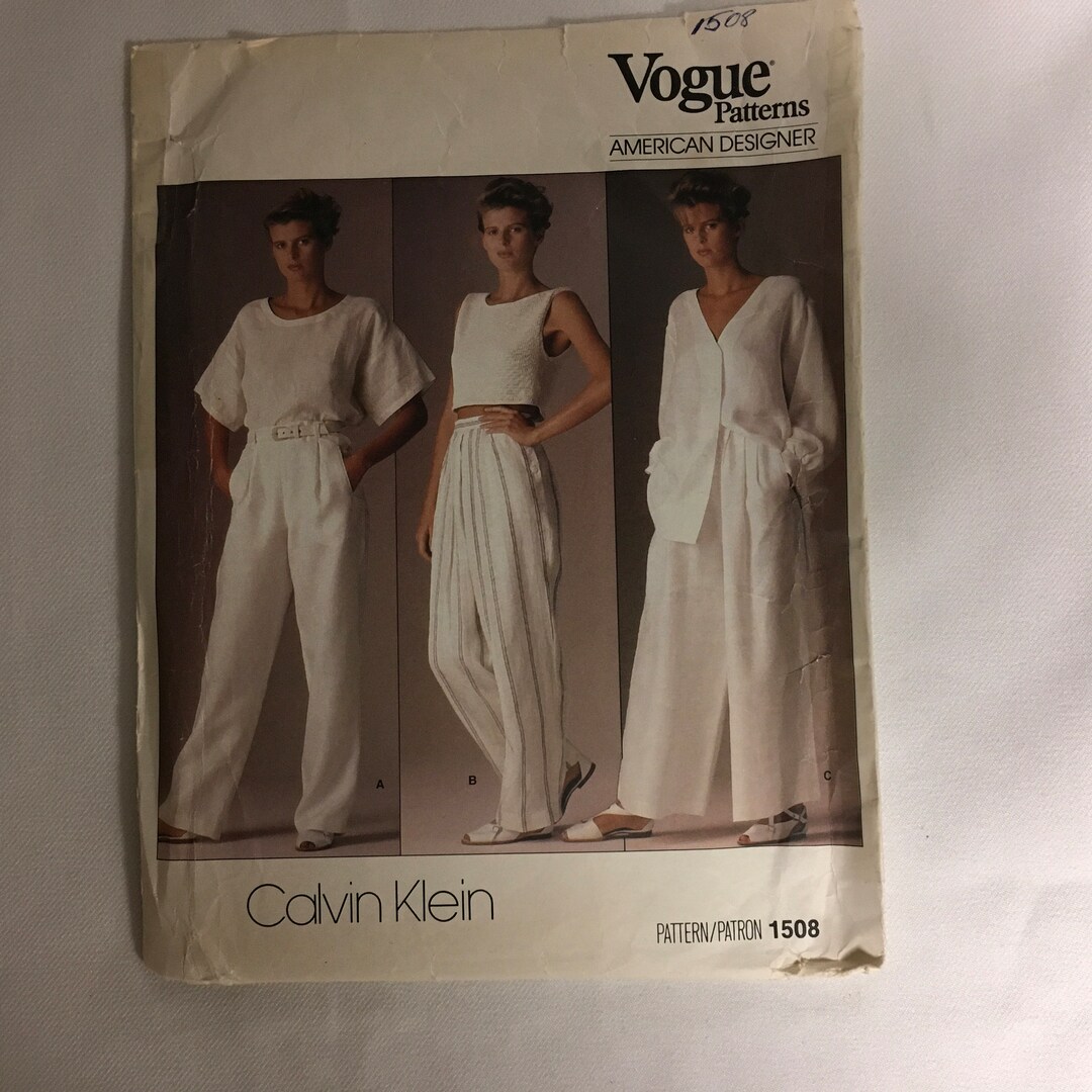 Vogue 1508 Sewing Pattern Calvin Klein Misses Pants Straight Legged ...