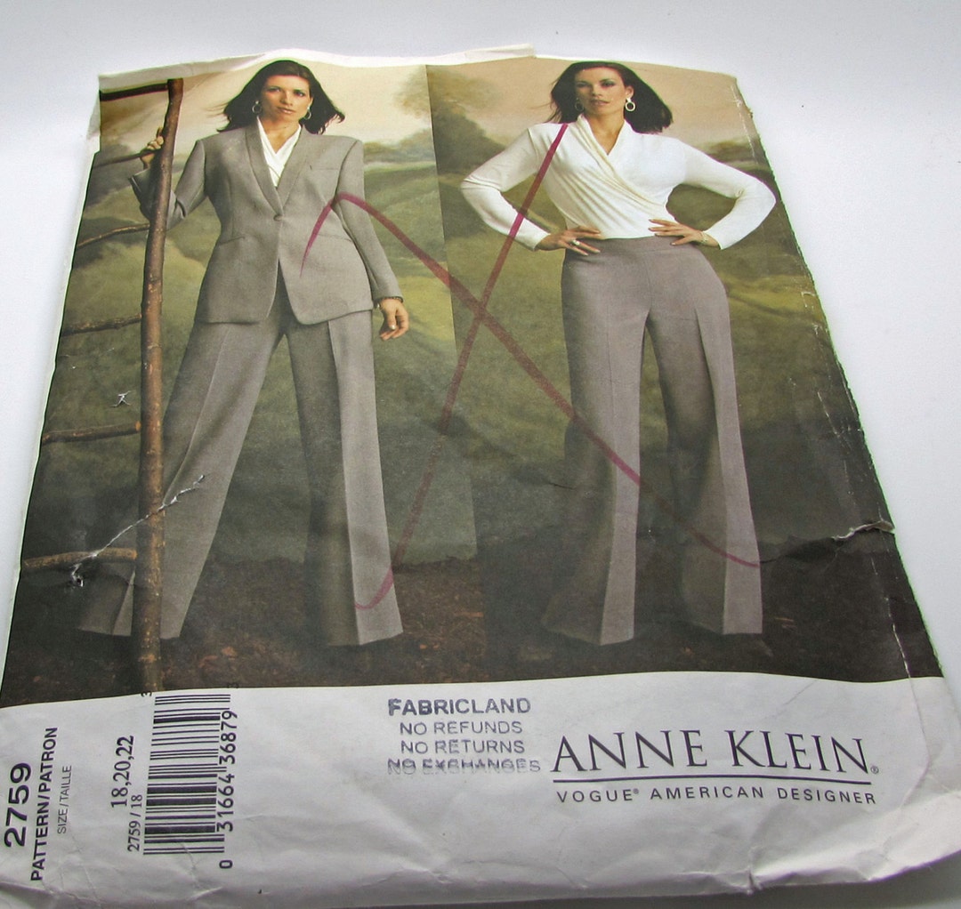 Vogue 2759 Anne Klein American Designer Sewing Pattern Misses Jacket ...