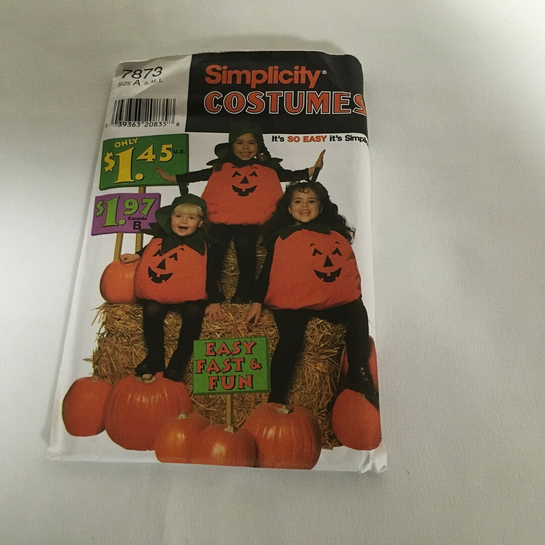 Simplicity Costumes Sewing Pattern 7873 0653 Child Toddler Pumpkin ...