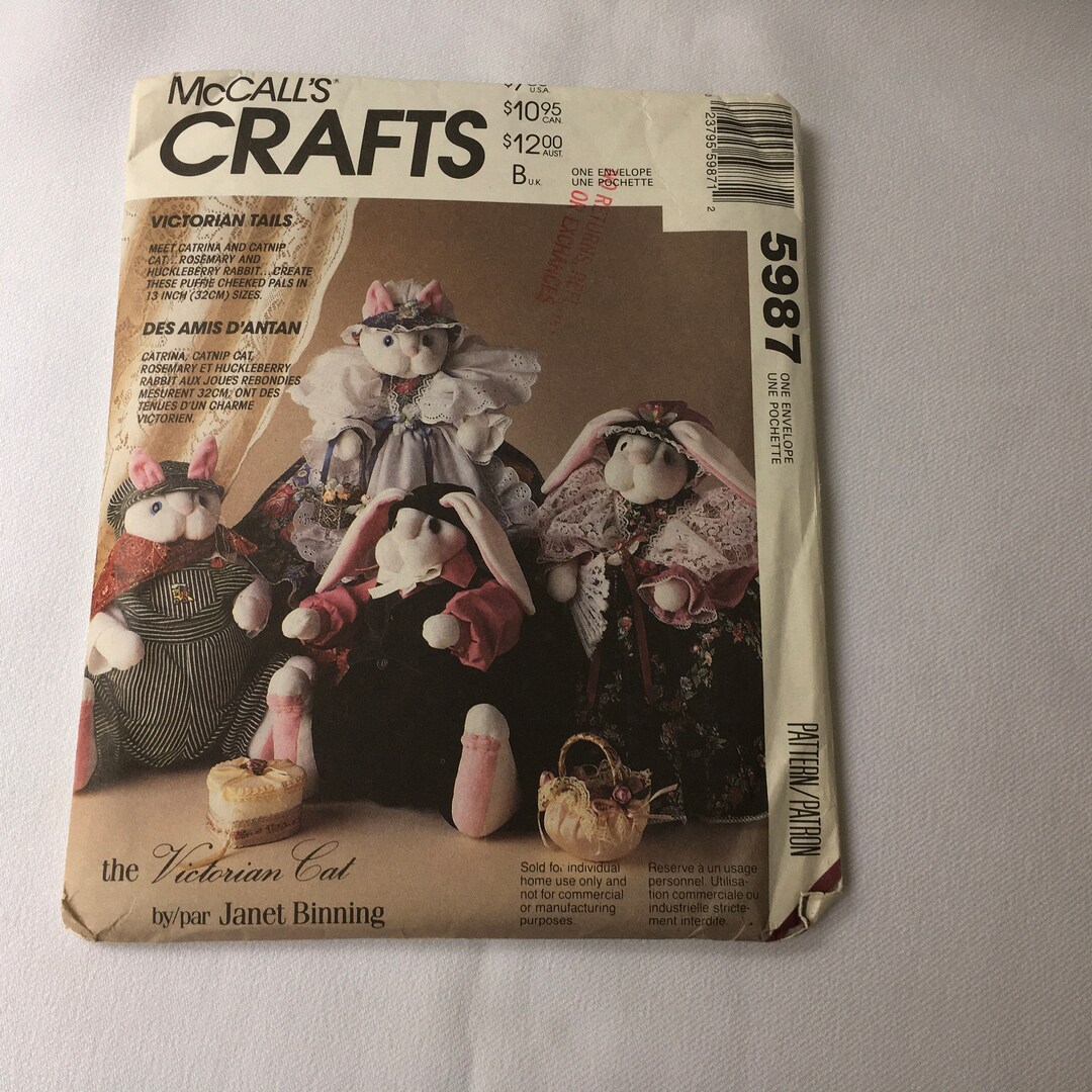 Mccall’s Crafts Victorian Tails Victorian Cat & Bunny Dolls and Clothes ...