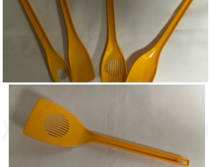 Vintage Androck Utensil Set Plastic Nylon Yellow Serving Slotted Spoon ...