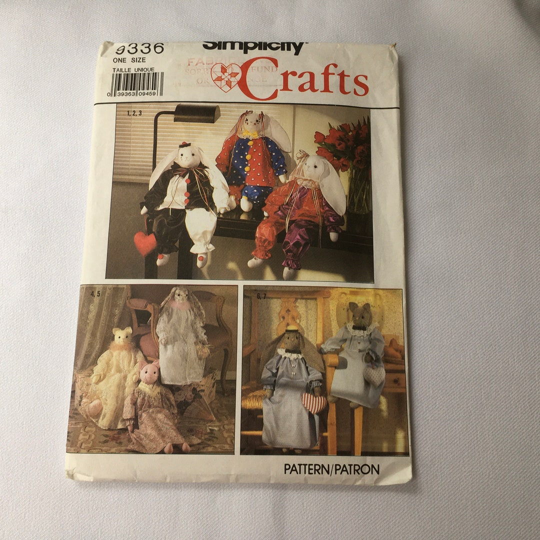 Simplicity Crafts 9336 Sewing Pattern Decorative 24 “ Stuffed Bunny Cat ...