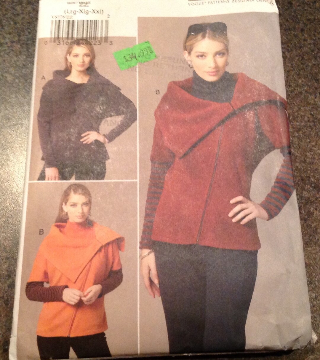 Vogue V8778 8778 Katherine Tilton Sewing Pattern Top Very Loose Fitting ...